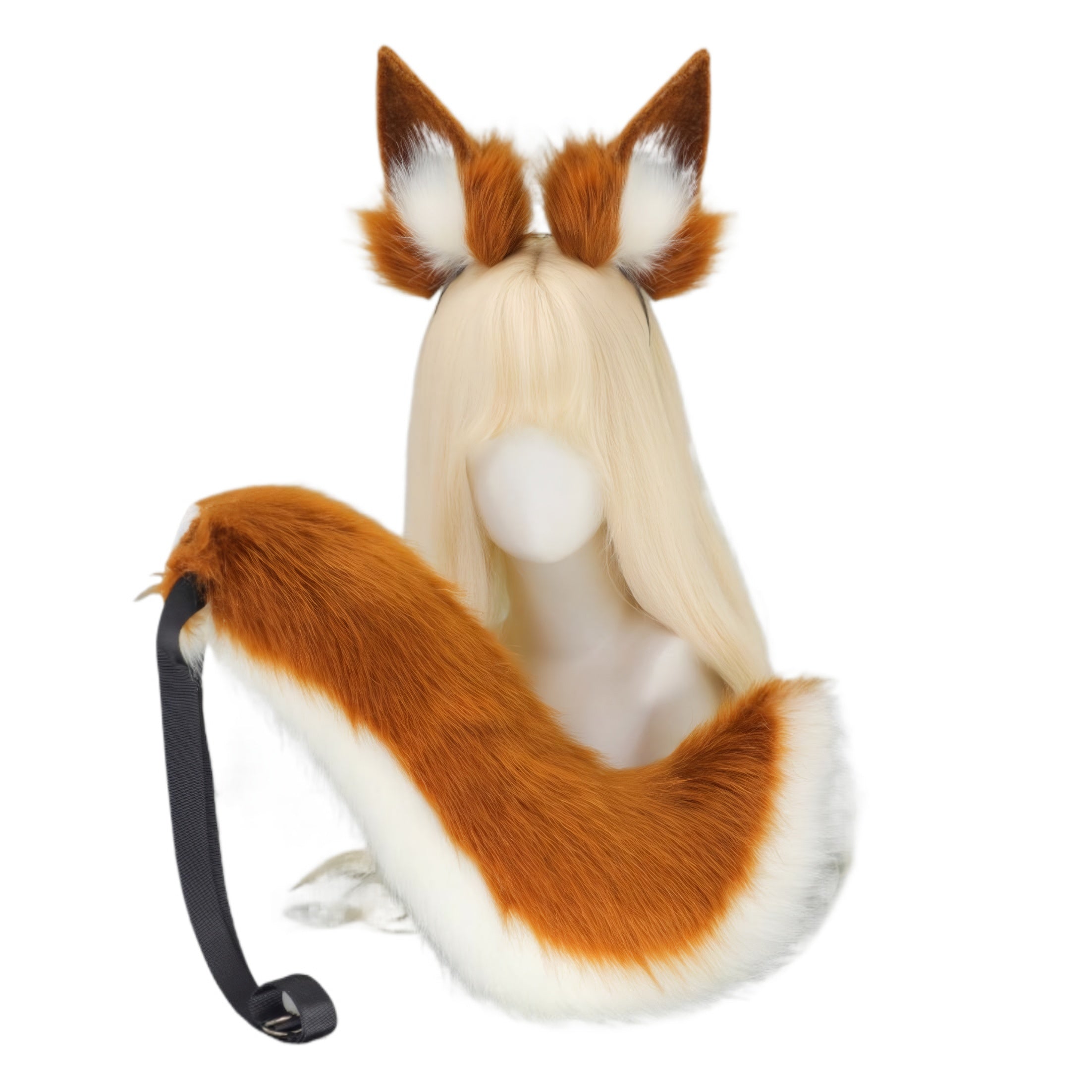 Fox Ear and Tail Cosplay Set Tamamo Style Fluffy Faux Fur Headband & W